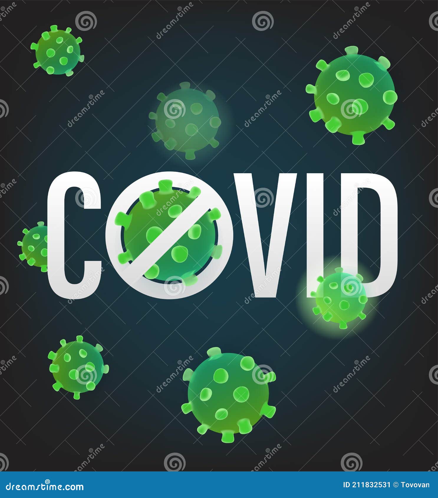 Beware of Covid. Vector Illustraction with Virus Stock Vector ...
