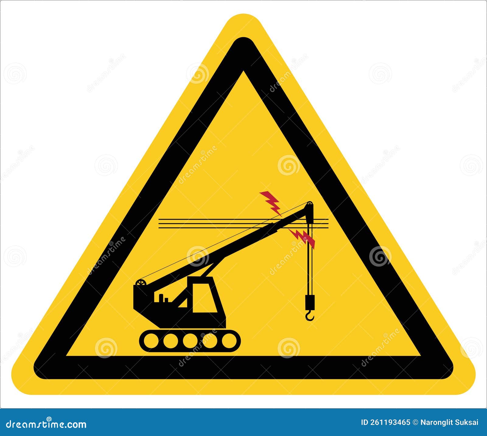 Beware Of Cranes Hooking Up High Voltage Cables.sign Caution Cartoon ...