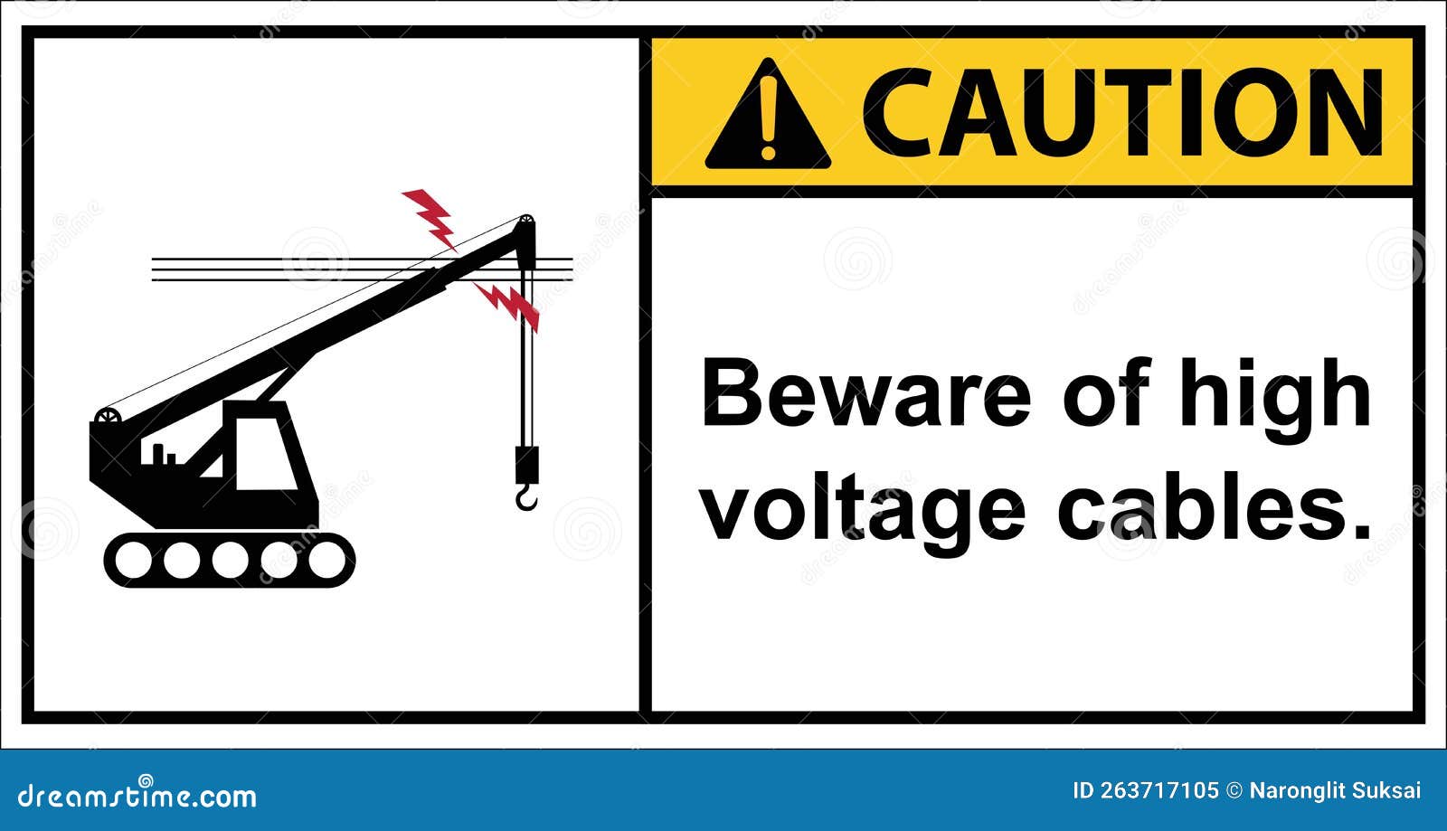Beware of Cranes Hooking Up High Voltage Cables.sign Caution Stock ...