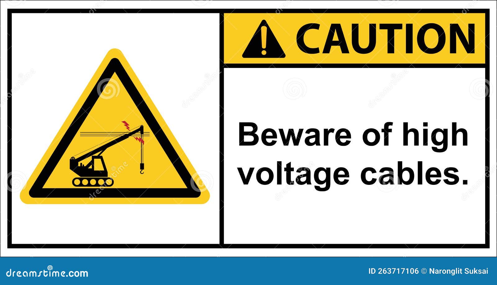 Beware of Cranes Hooking Up High Voltage Cables.sign Caution Stock ...