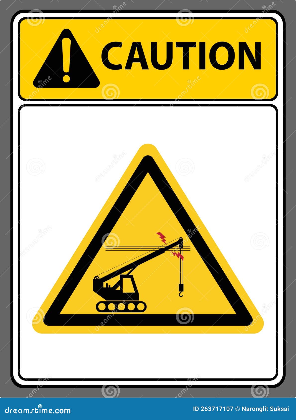 Beware of Cranes Hooking Up High Voltage Cables.sign Caution Stock ...