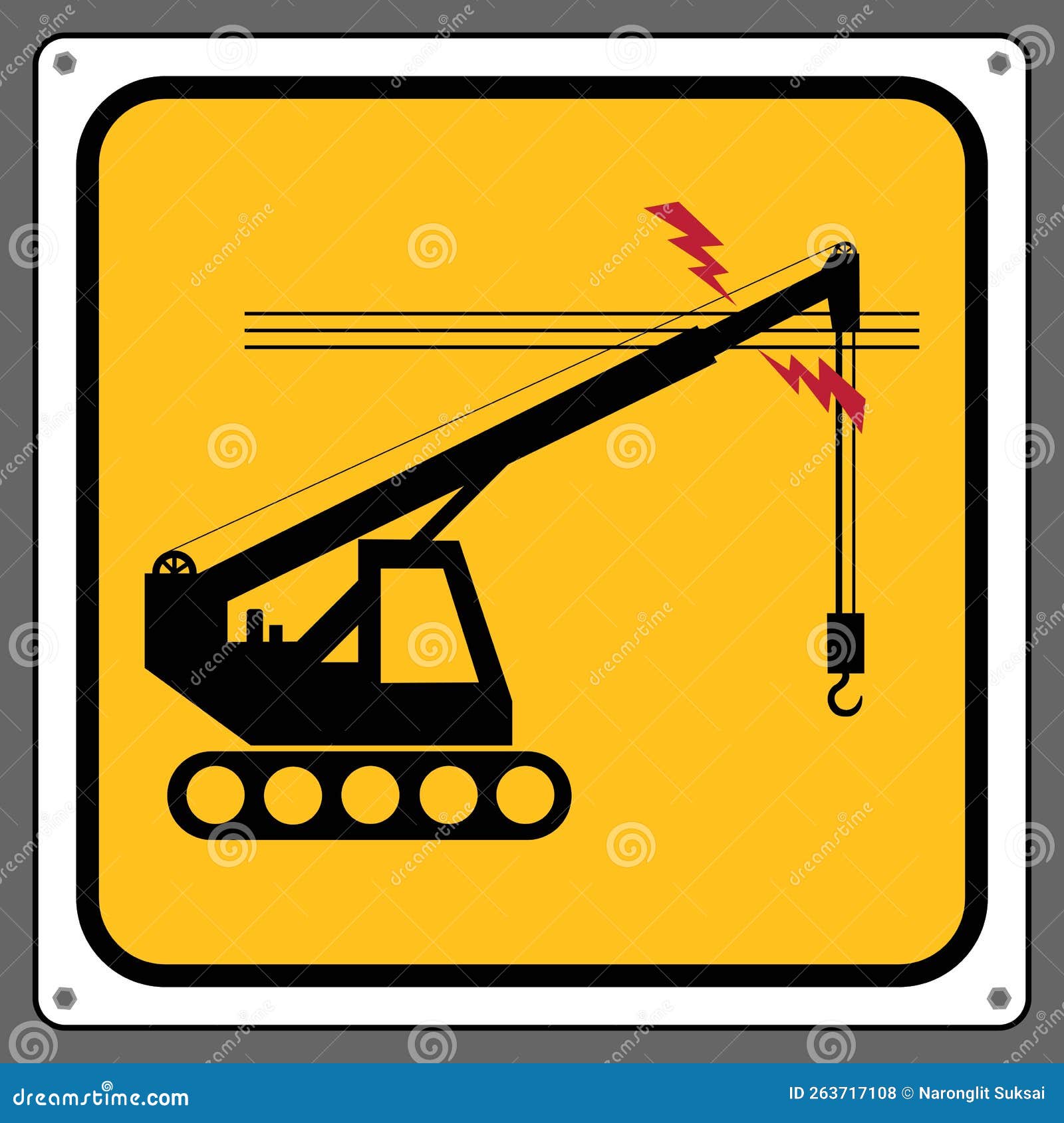 Beware of Cranes Hooking Up High Voltage Cables.sign Caution Stock ...