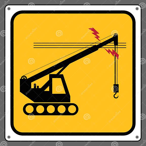 Beware of Cranes Hooking Up High Voltage Cables.sign Caution Stock ...