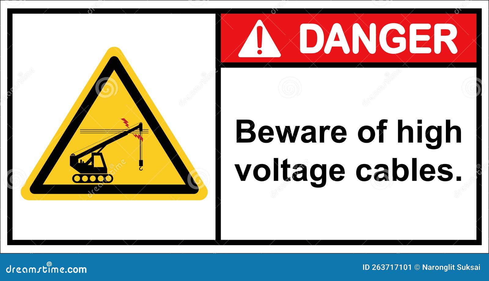 Beware of Cranes Hooking Up High Voltage Cables.sign Danger Stock ...