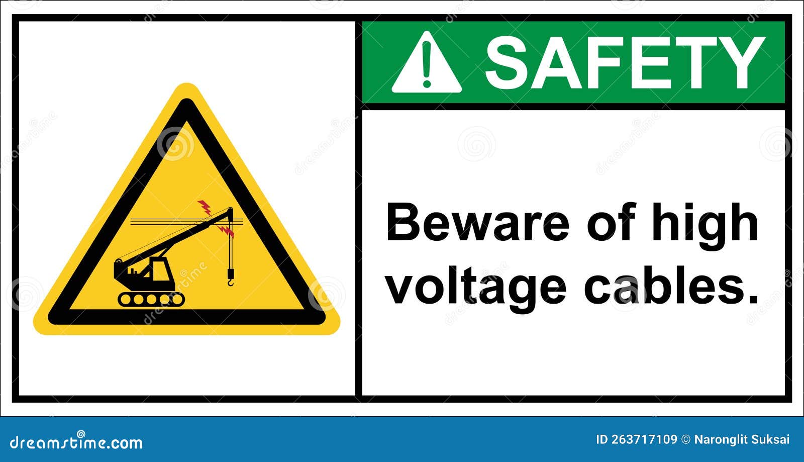 Beware of Cranes Hooking Up High Voltage Cables.sign Safety Stock ...