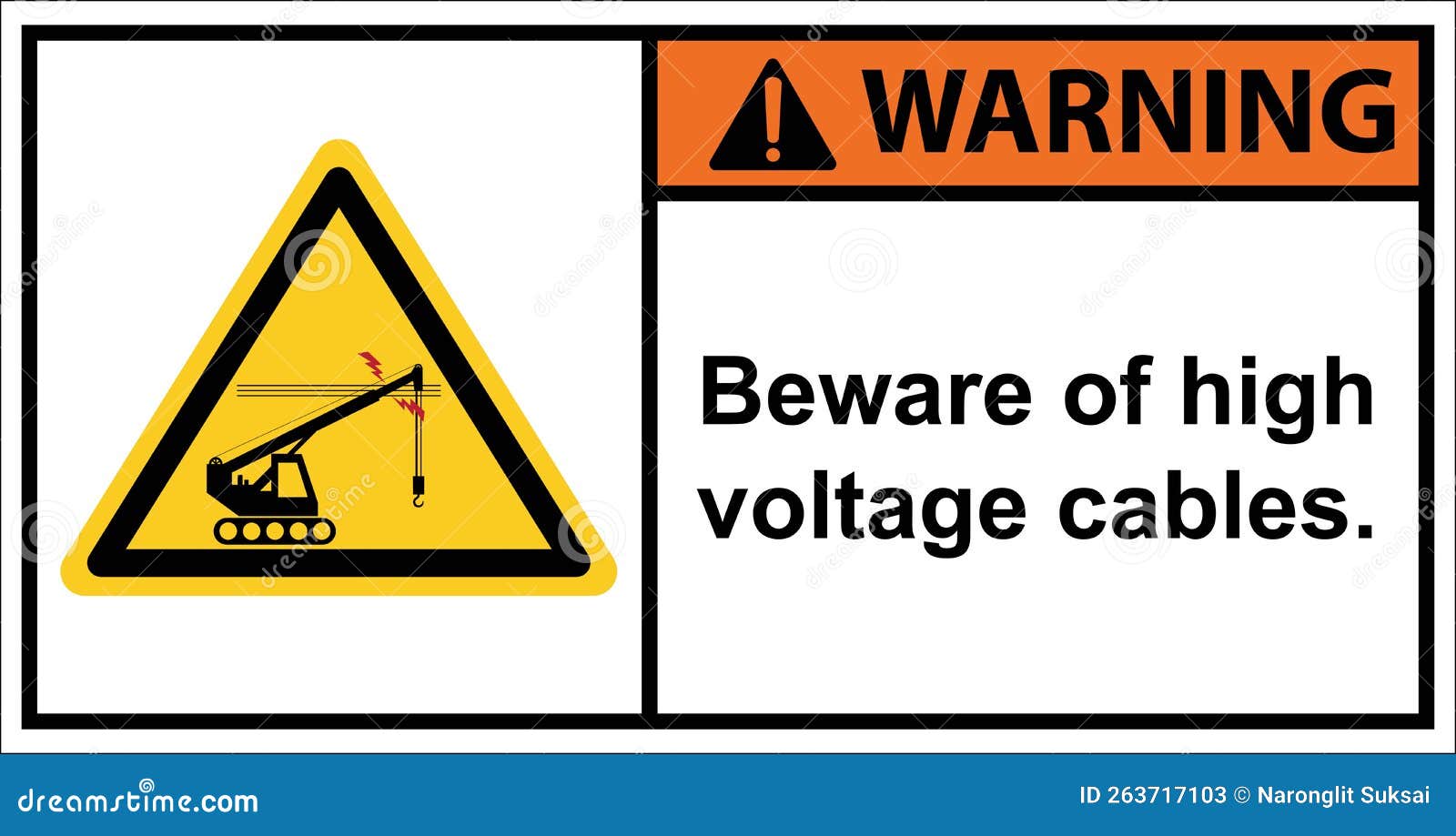 Beware Of Cranes Hooking Up High Voltage Cables.sign Caution Cartoon ...