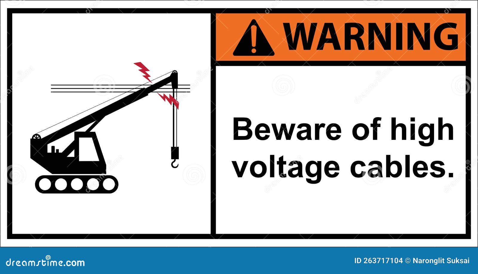 Beware of Cranes Hooking Up High Voltage Cables.sign Warning Stock ...
