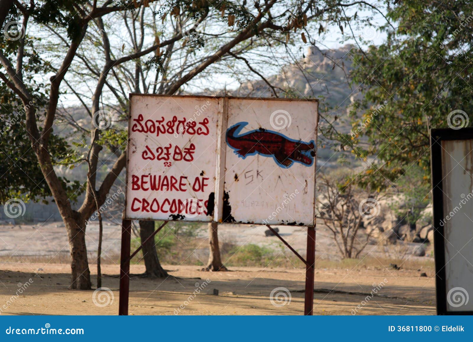 Beware of Crocodiles, Danger Sign Stock Photo - Image of crossing, wild ...