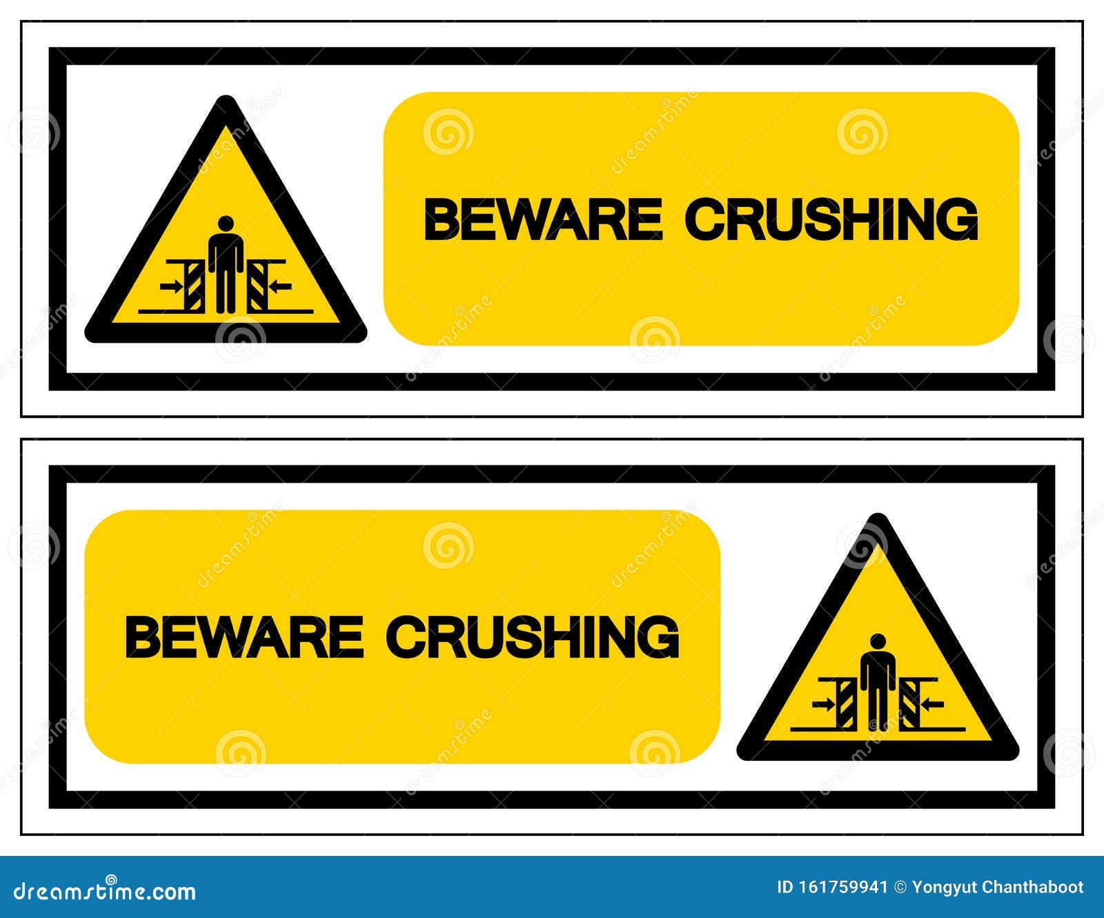 Beware Crushing Symbol Sign,Vector Illustration, Isolate on White ...