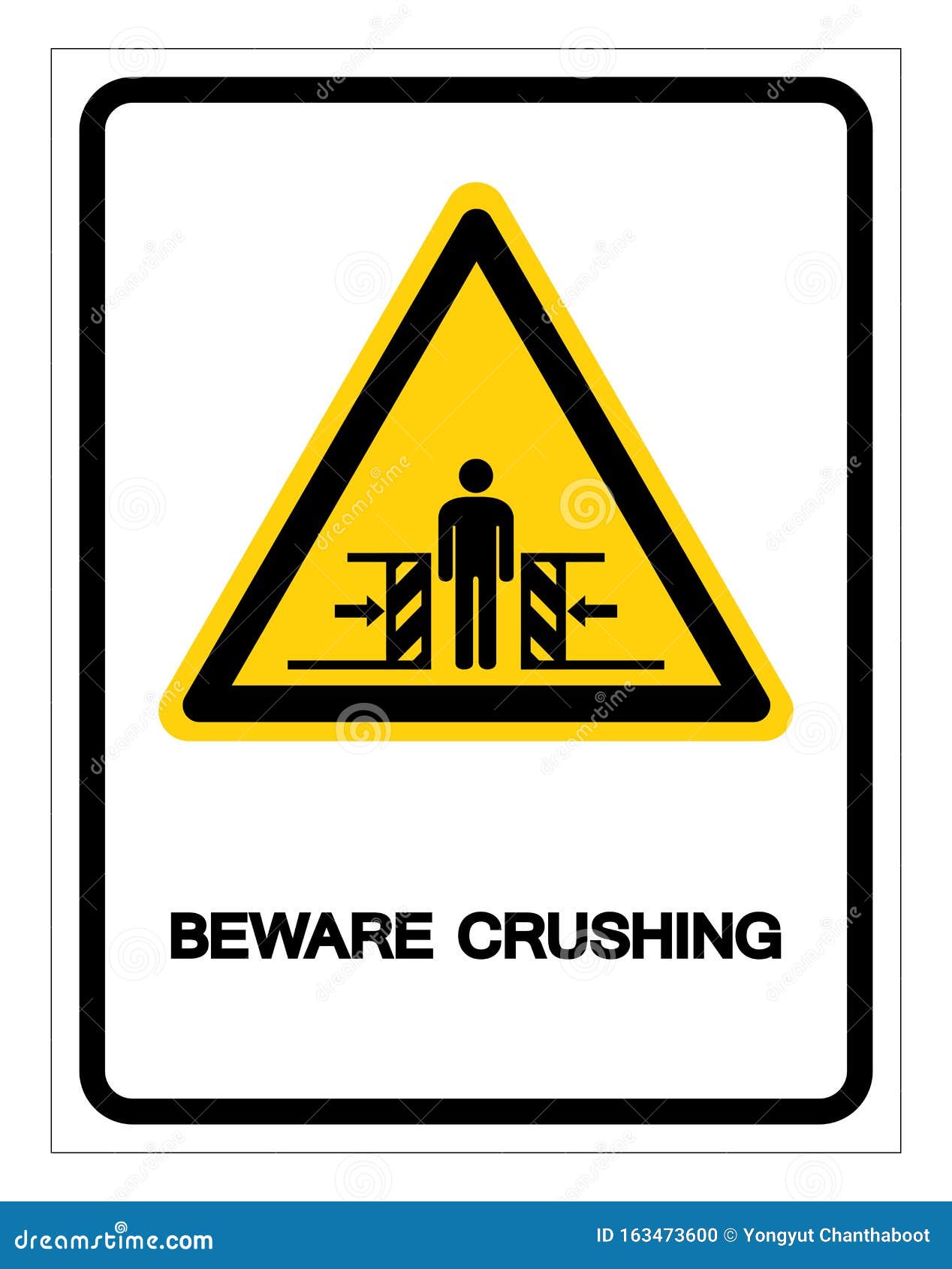 Beware Crushing Symbol Sign,Vector Illustration, Isolate on White ...
