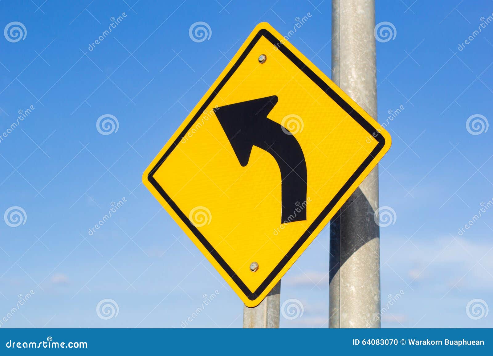 Beware Curve Ahead Warning Sign On Blurry Traffic Symbol Background ...