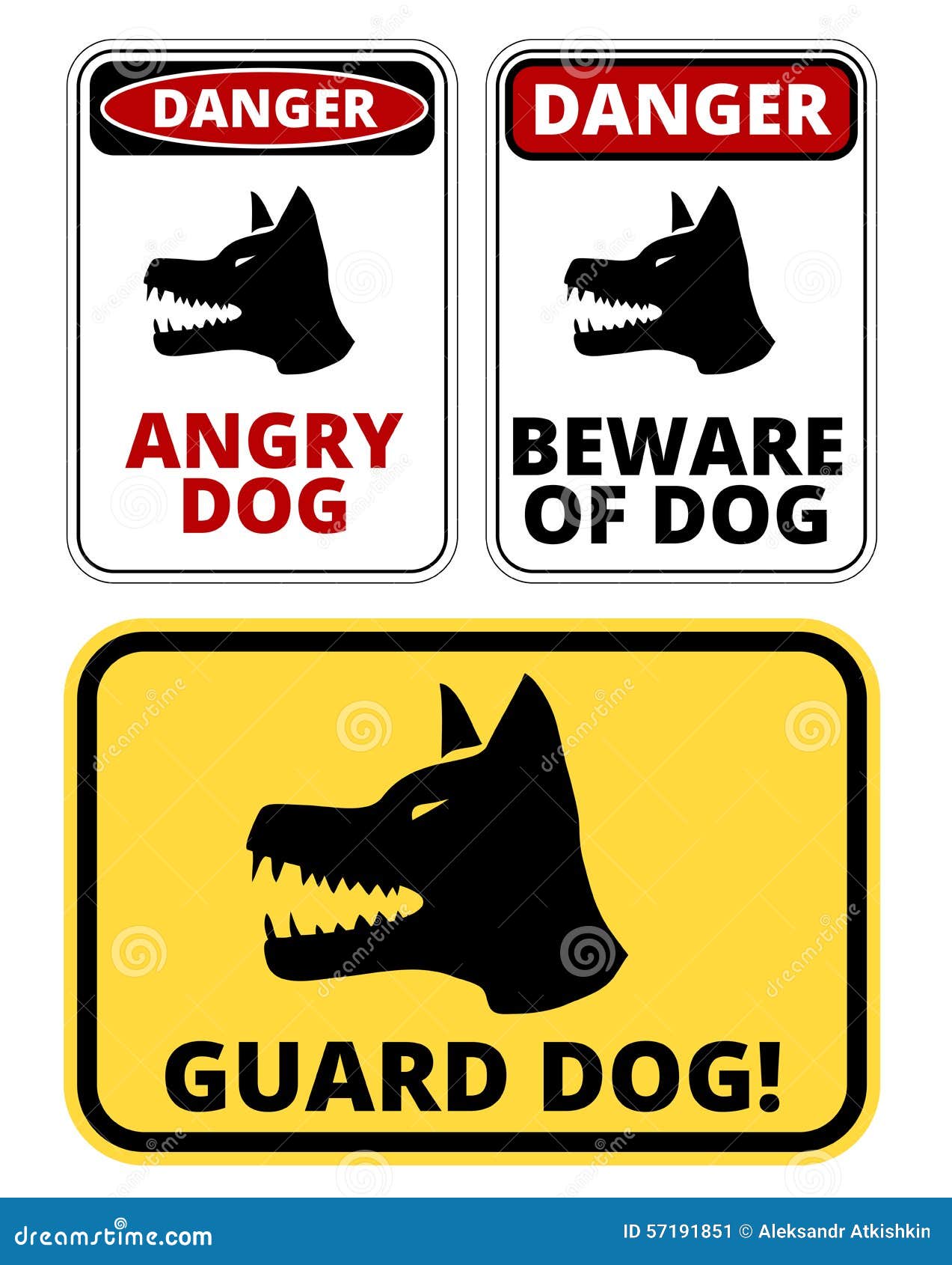 Angry Dog Warning Sign Red. Bulldog Hazard Attention Symbol. Dan Vector ...