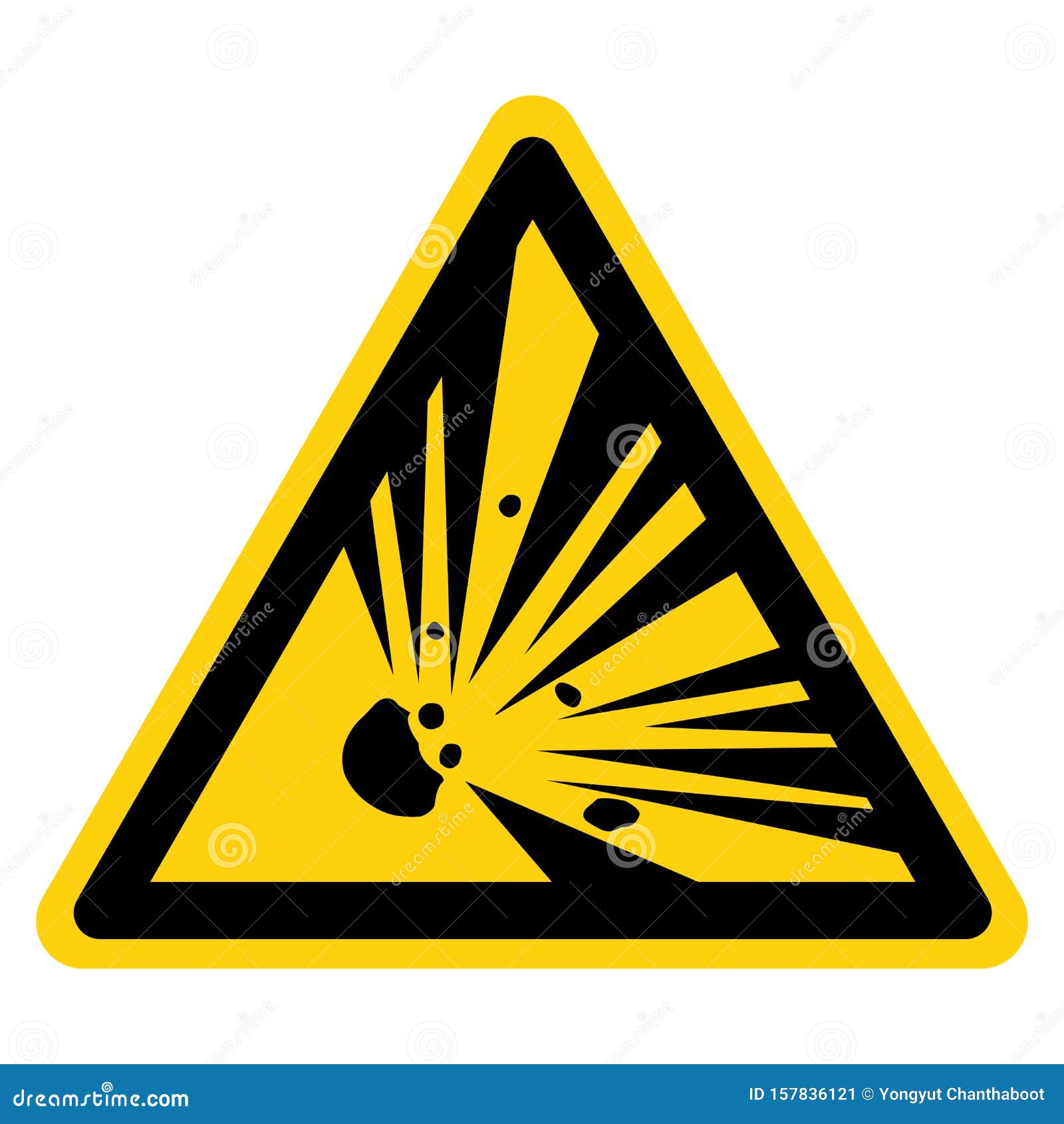 Beware Of Explosives Sign In Yellow Triangle Shape Vector Illustration ...