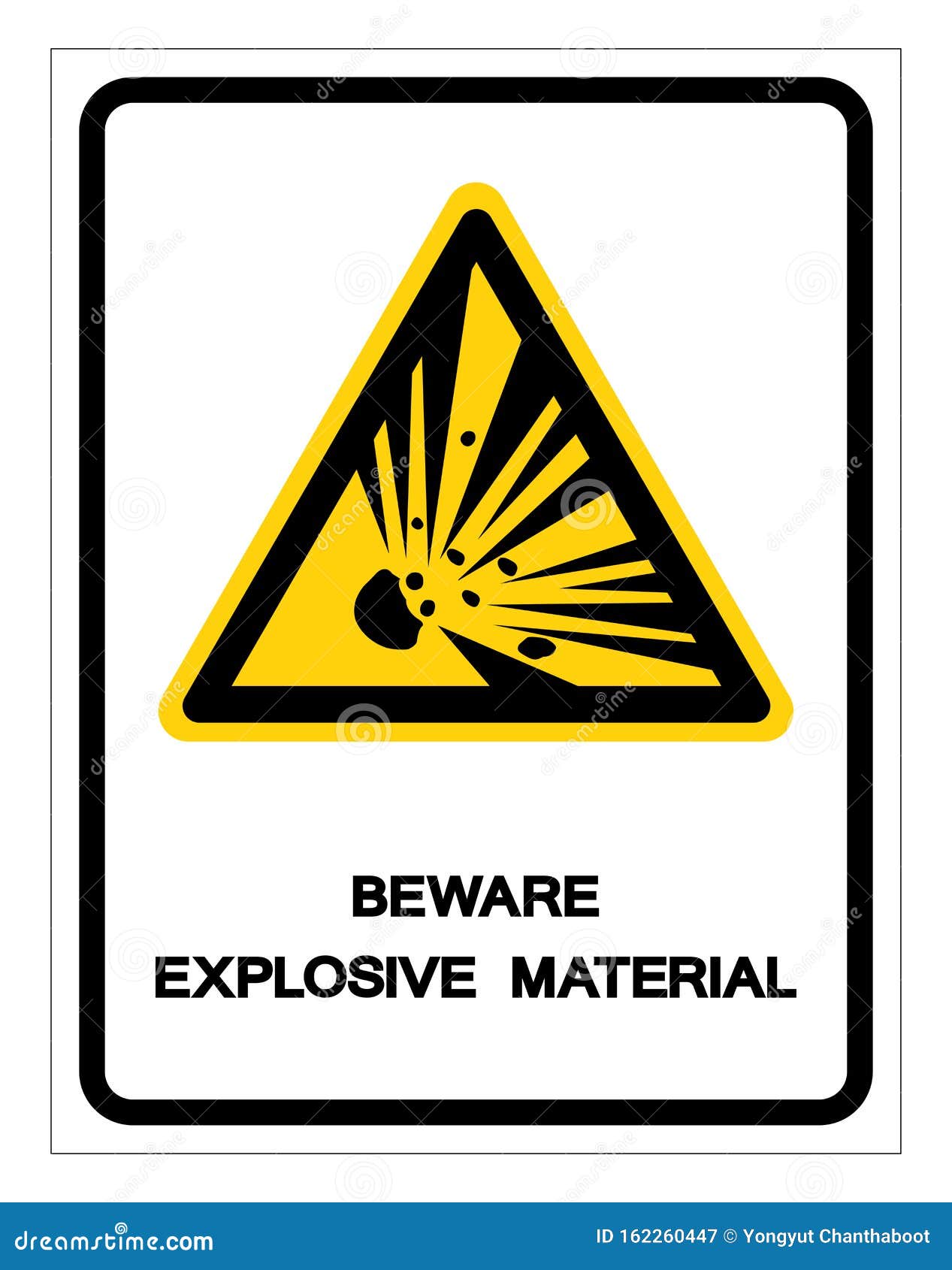 Beware Of Explosives Sign In Yellow Triangle Shape Vector Illustration ...