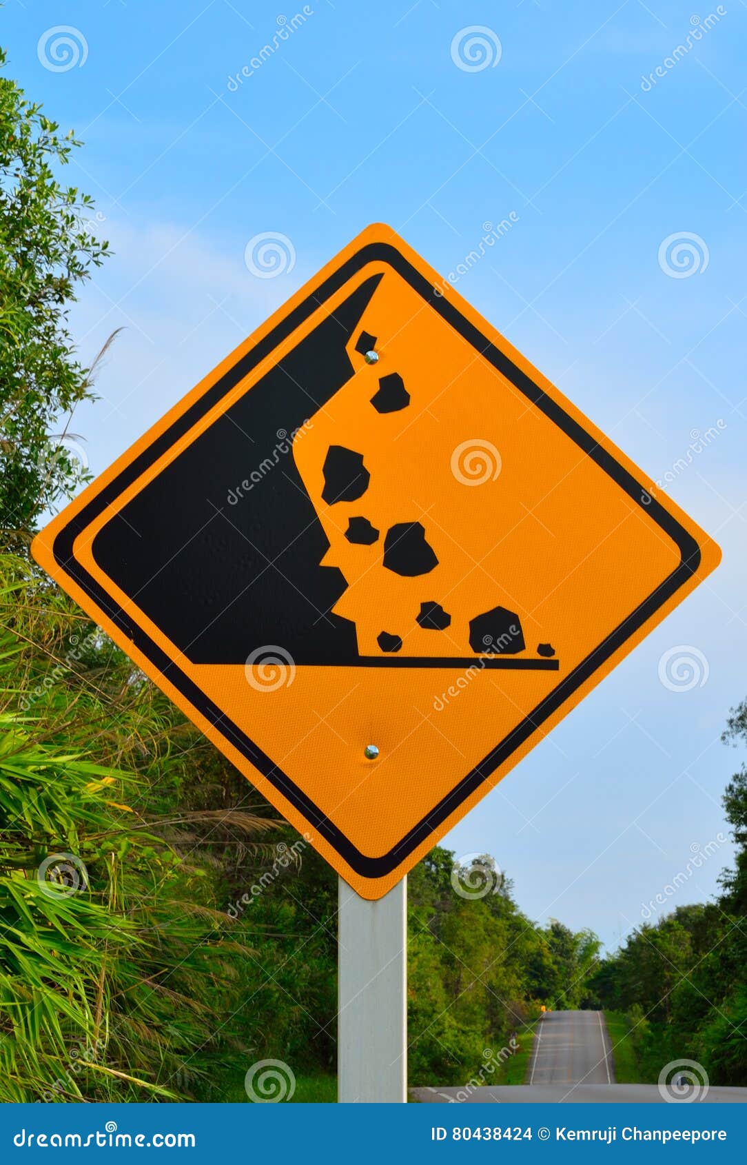 Beware of Falling Rock Sign Stock Photo - Image of dangerous, land ...