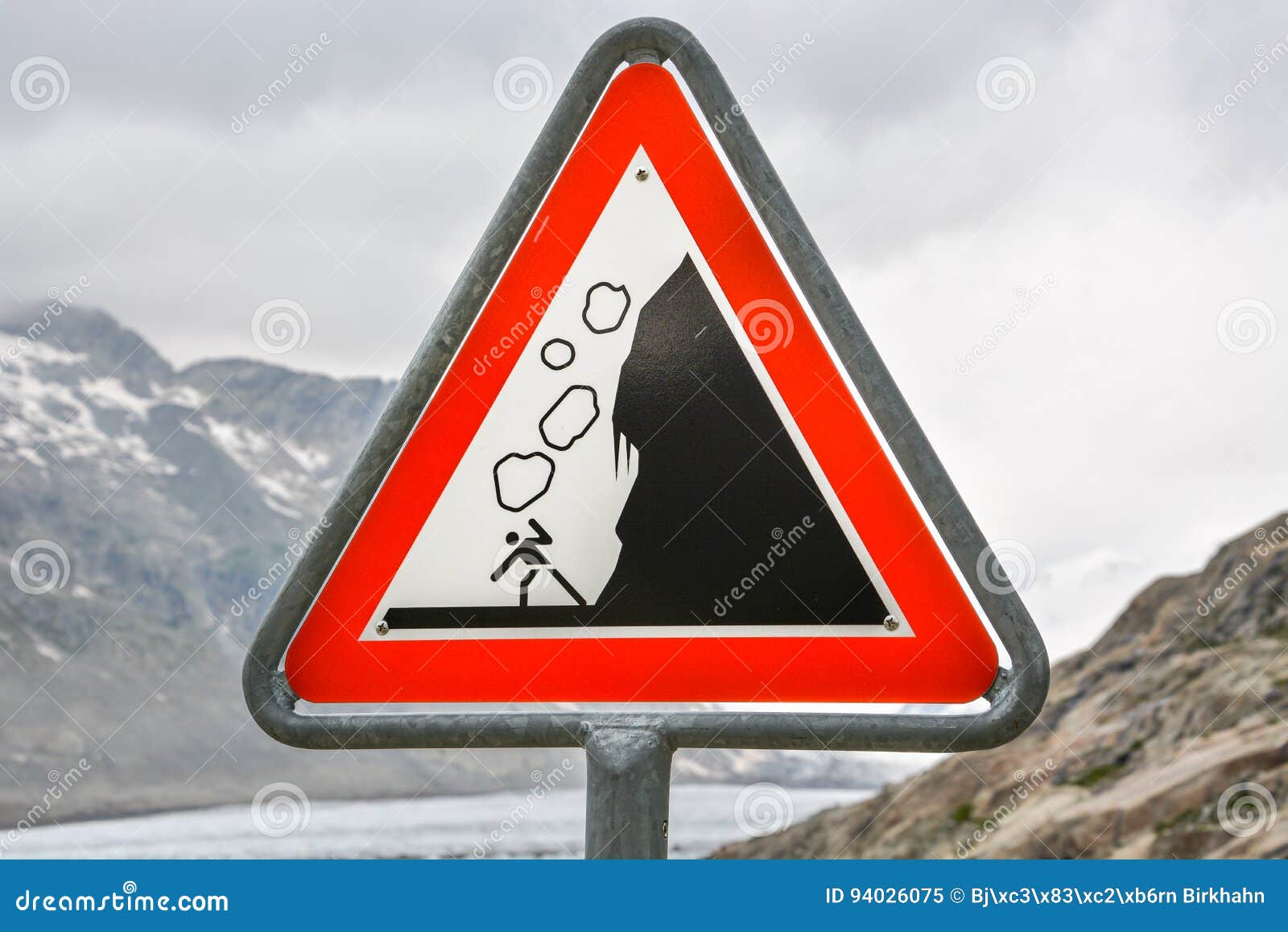 Beware of Falling Rocks Sign Stock Image - Image of mountains, beware ...