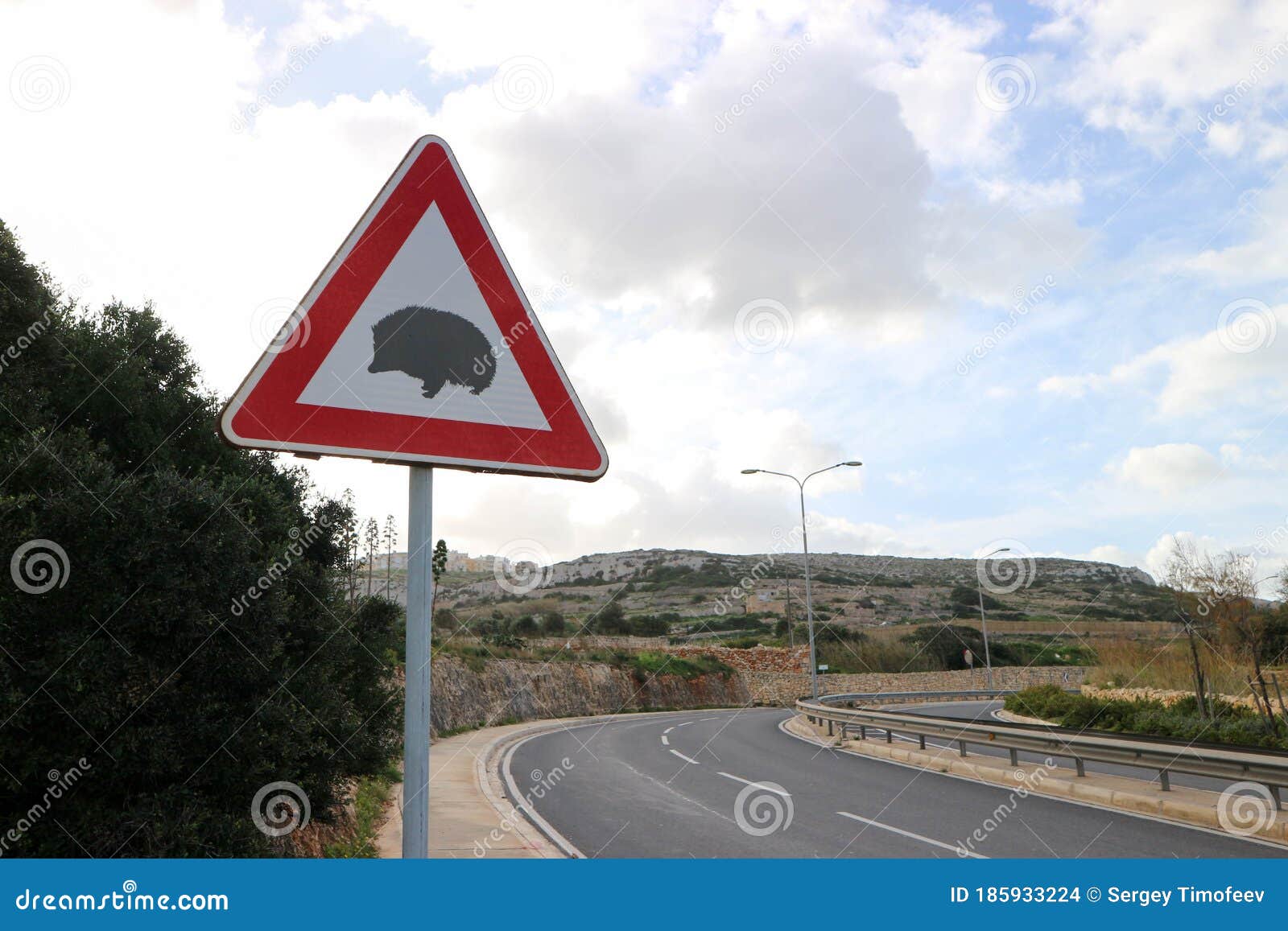 Beware of Hedgehogs Road Sign, Gozo, Malta Stock Photo - Image of sign ...