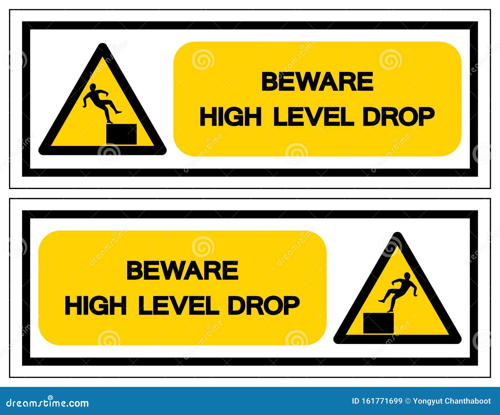 Beware High Level Drop Symbol Sign, Vector Illustration, Isolate on ...