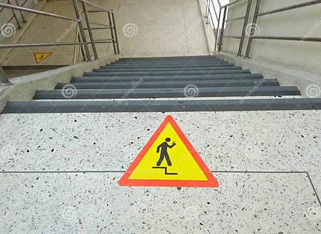 Beware Icon on Staircase To Avoid Use Mobile Phone. Stock Image - Image ...
