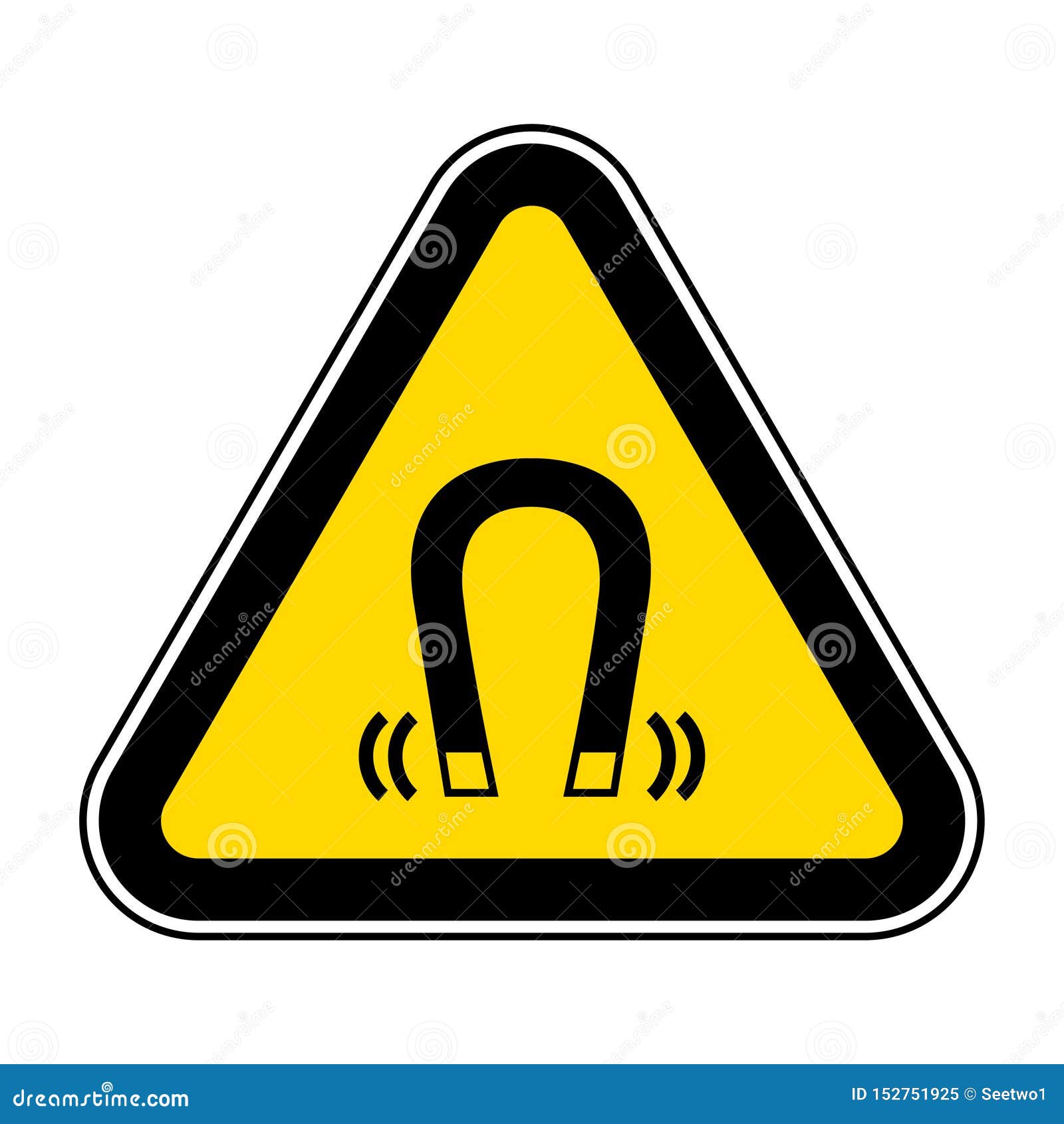 Beware Magnetic Field Symbol Sign Isolate on White Background,Vector ...