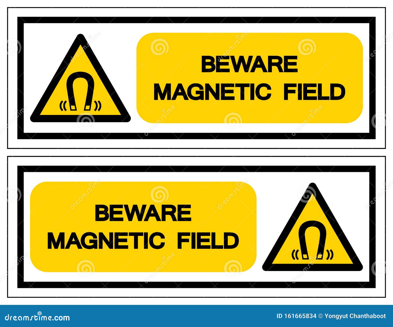 Beware Magnetic Field Symbol Sign, Vector Illustration, Isolate on ...