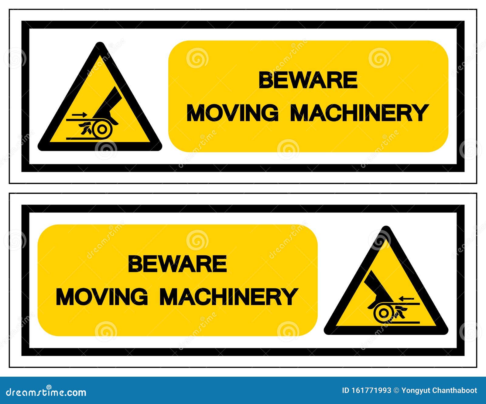Beware Moving Machinery Symbol Signage,Vector Illustration, Isolate on ...