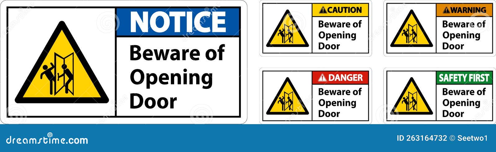 Beware Opening Door Sign on White Background Stock Vector ...