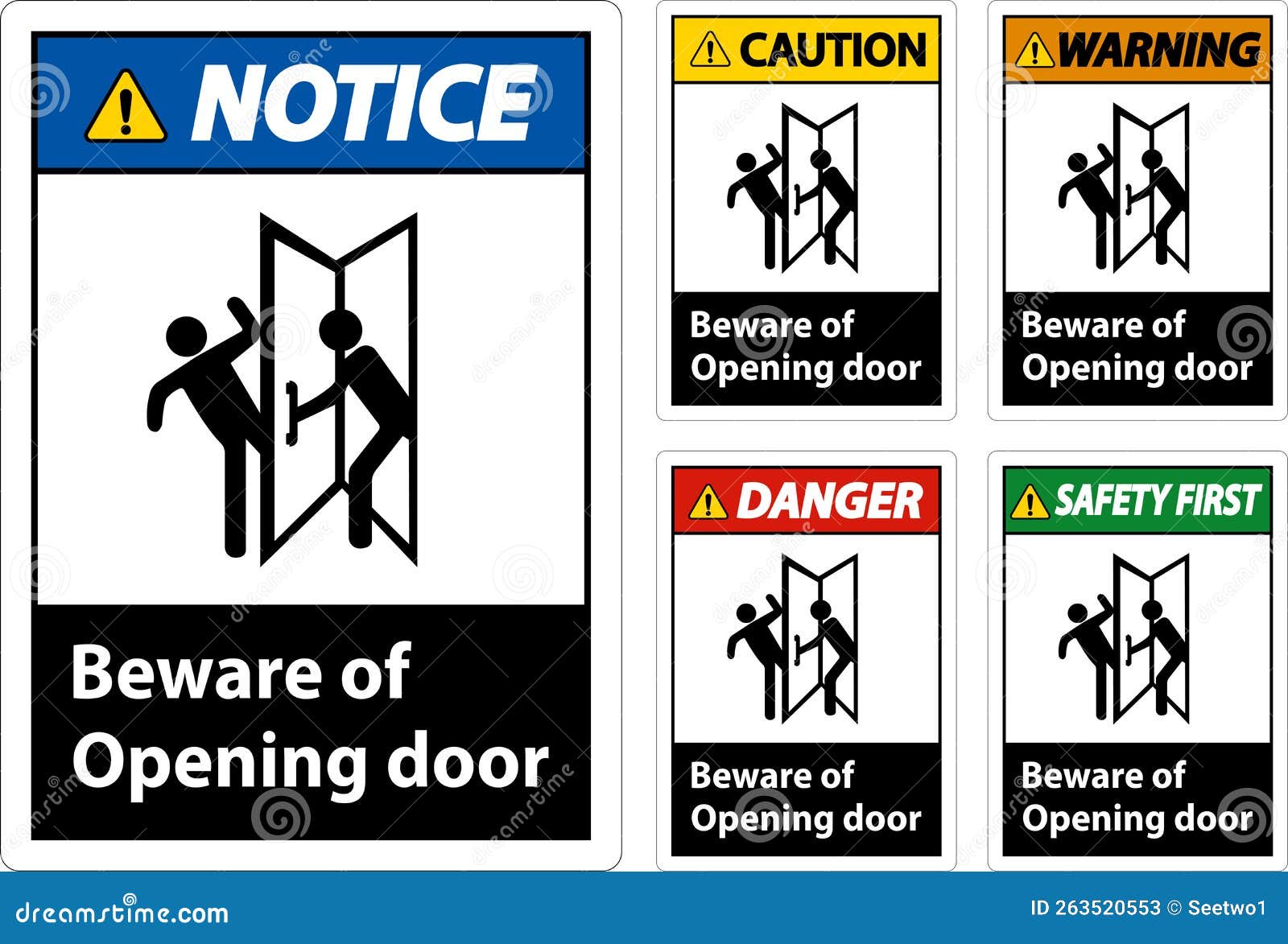 Beware Opening Door Sign on White Background Stock Vector ...