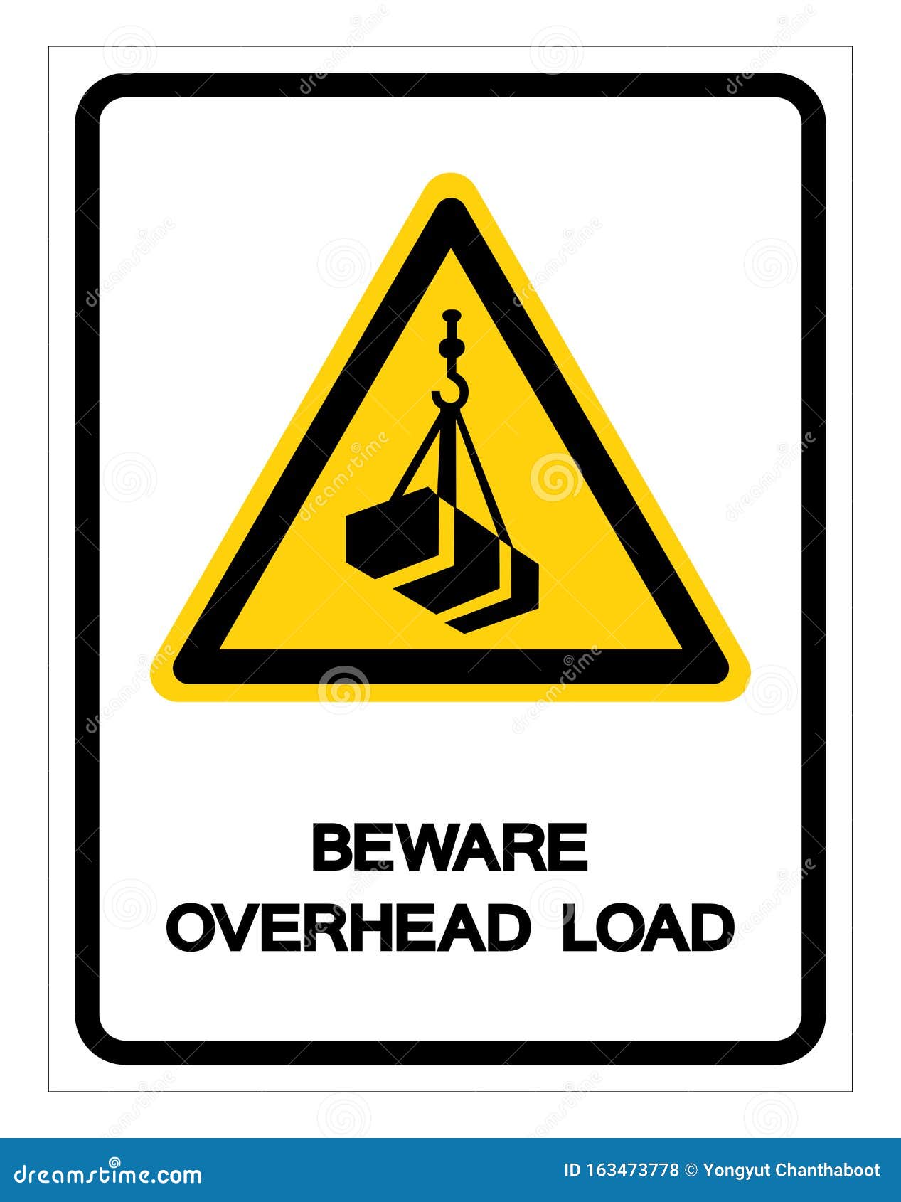 Beware Overhead Load Symbol, Vector Illustration, Isolated on White ...