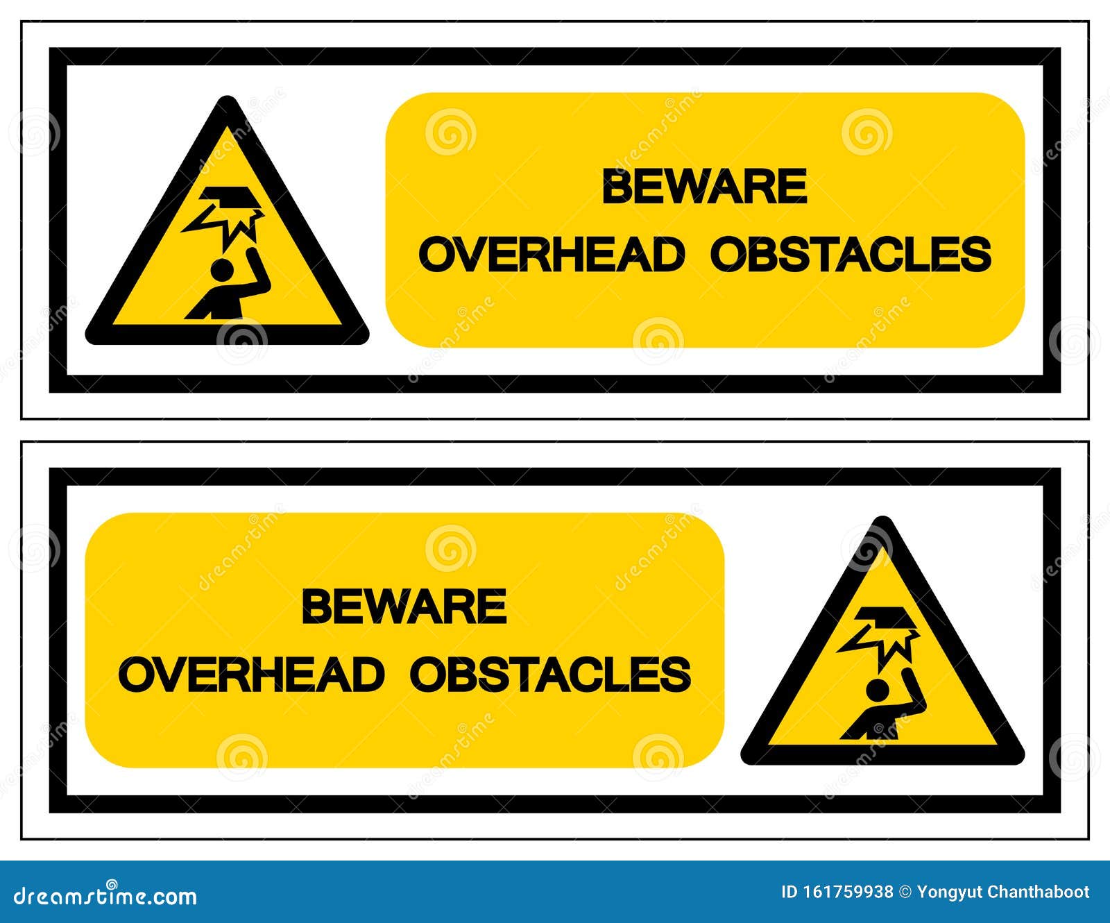 Beware Overhead Obstacles Symbol ,Vector Illustration, Isolate on White ...
