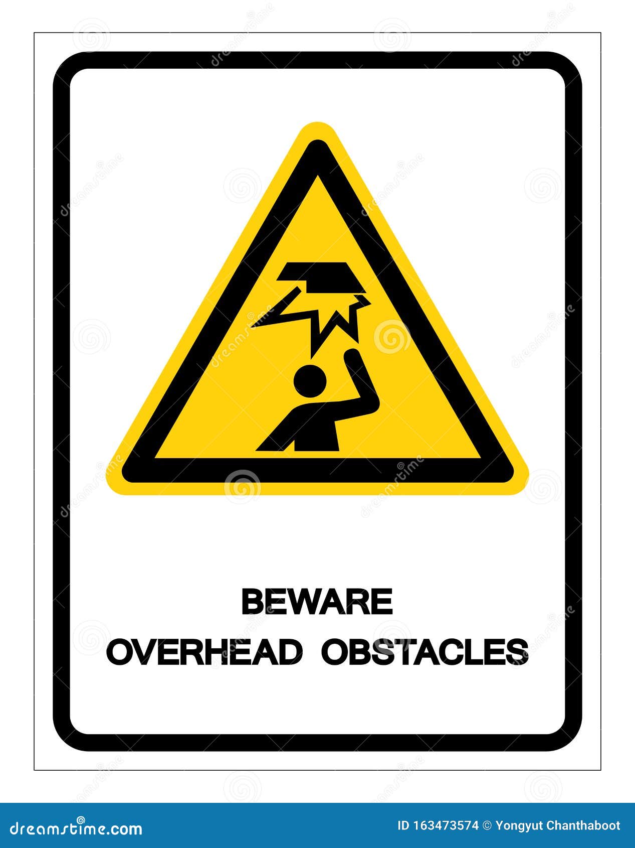 Beware Overhead Obstacles Symbol ,Vector Illustration, Isolate on White ...