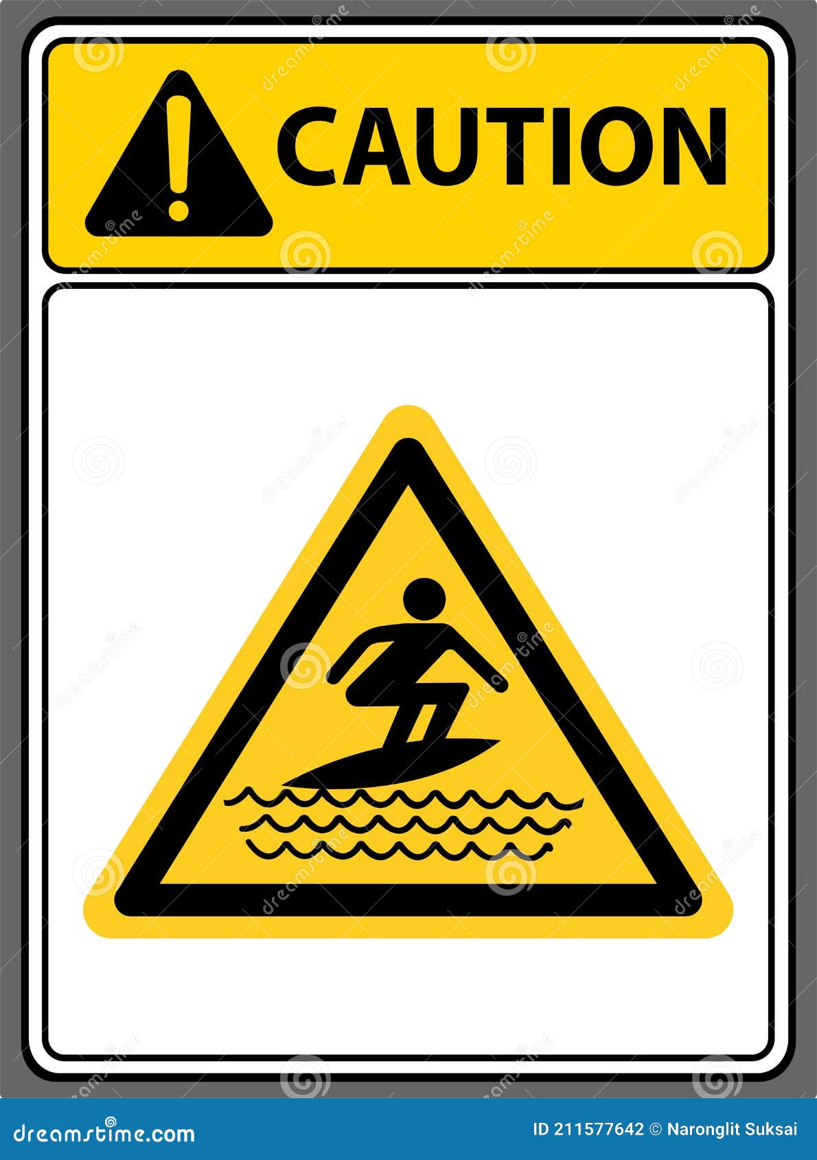 Beware of People Surfing, Surfing Area,Caution Sign Stock Vector ...