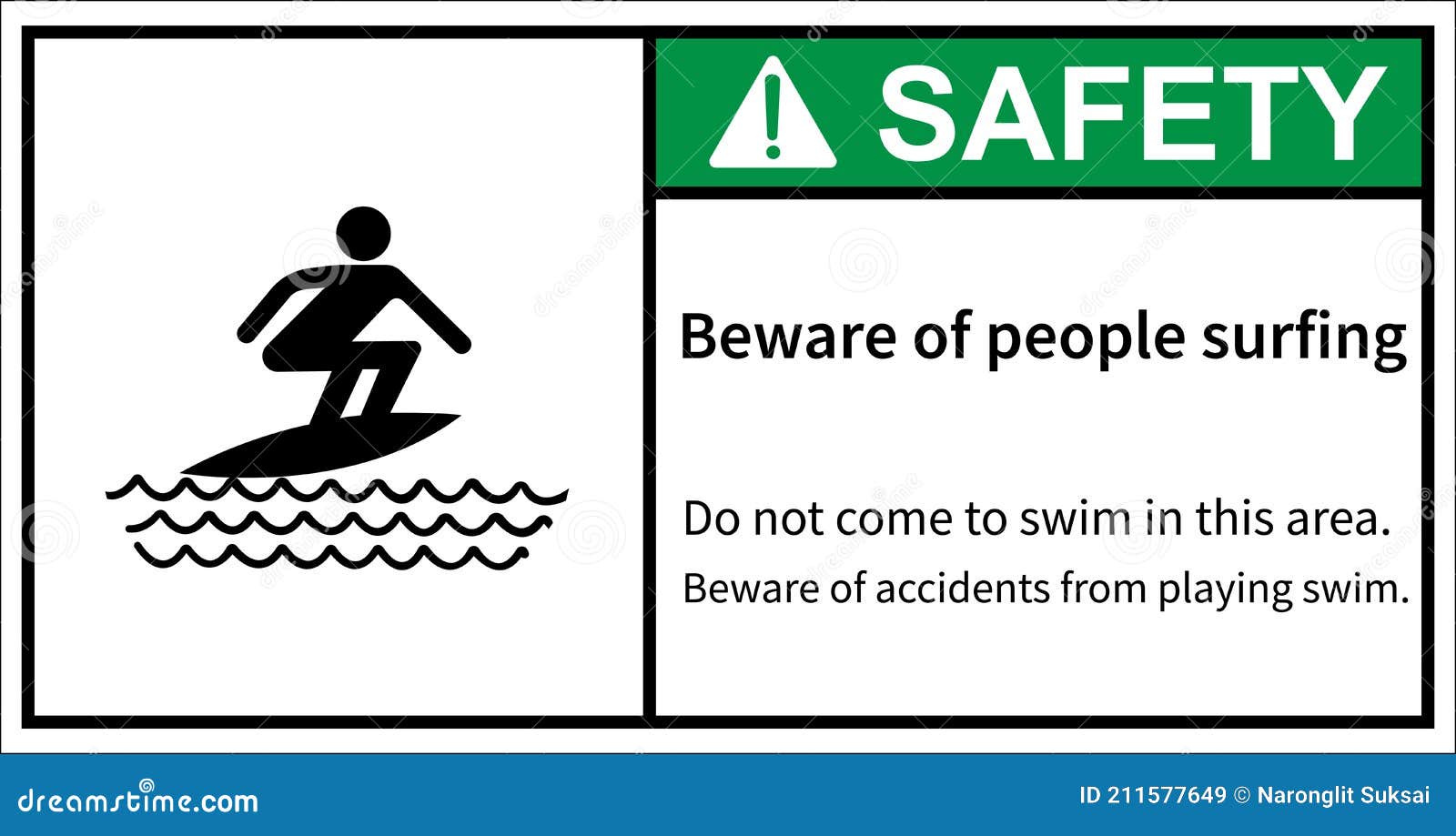 Beware of People Surfing, Surfing Area,Safety Sign Stock Vector ...