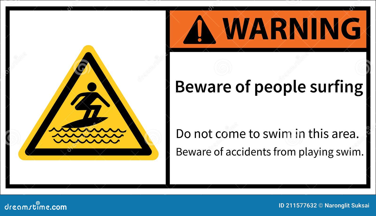 Beware of People Surfing, Surfing Area,Warning Sign Stock Vector ...