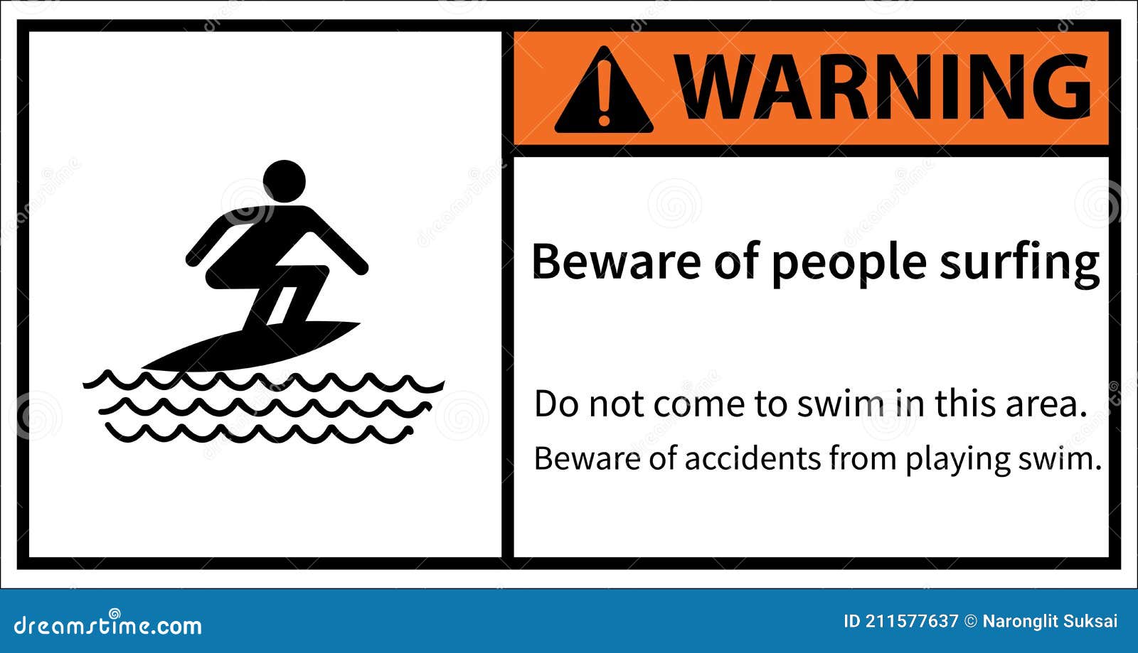 Beware of People Surfing, Surfing Area,Warning Sign Stock Vector ...