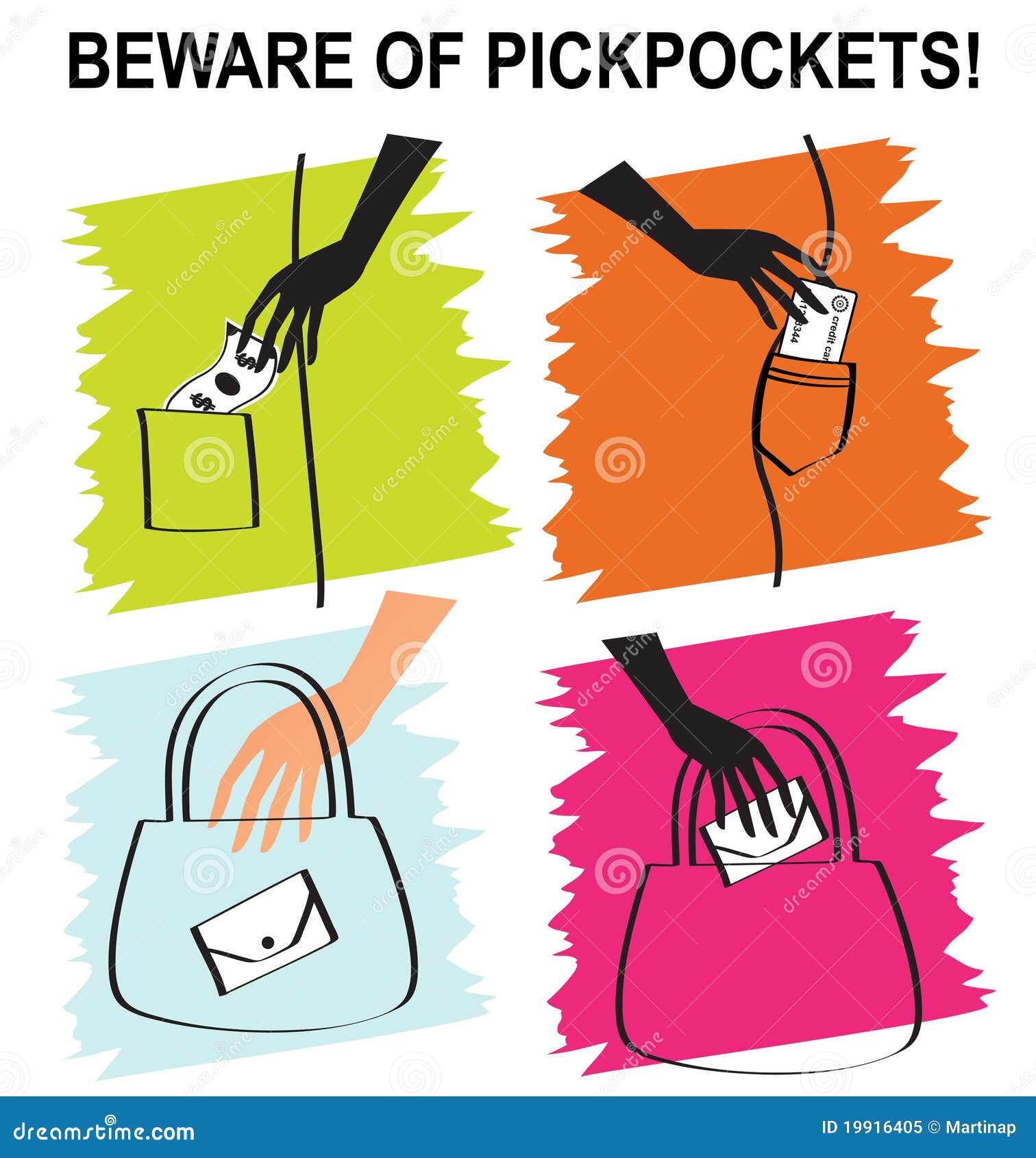Beware of pickpockets stock vector. Illustration of pickpockets - 19916405