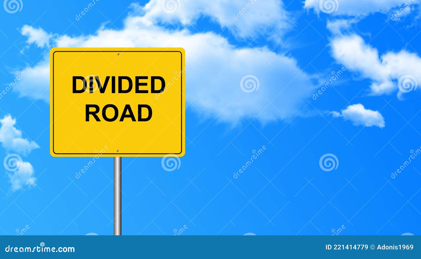 Divided road traffic sgn stock image. Image of decide - 221414779