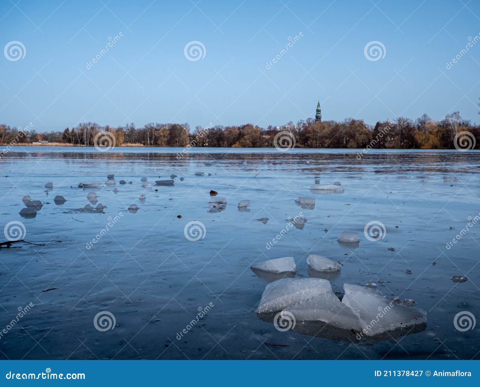 Beware of the Risk of Ice Breaking on the Lake Stock Image - Image of ...