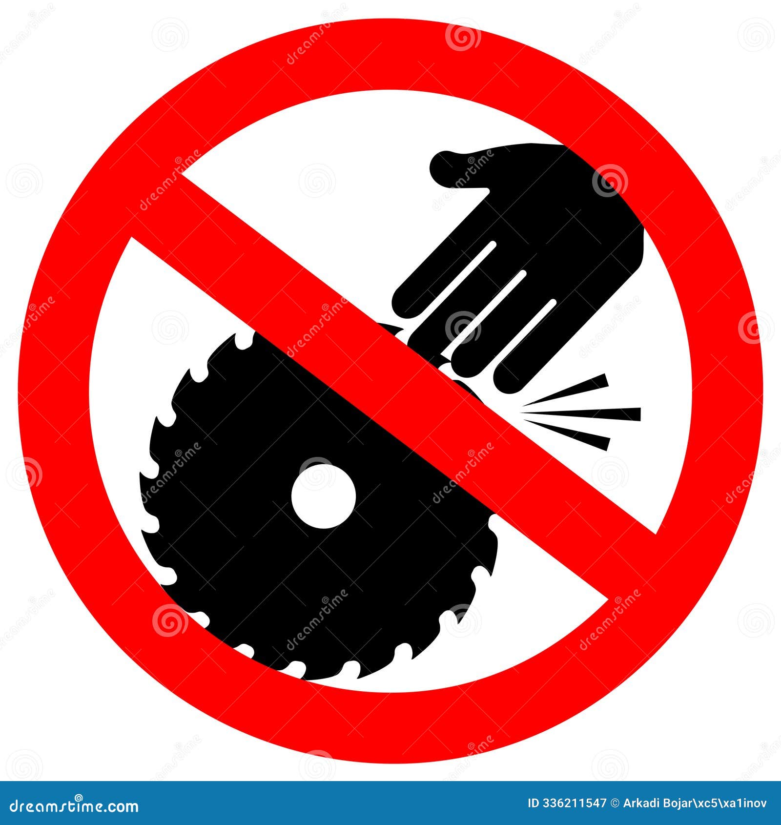 Beware of Rotating Saw Blade, Work Safety Warning Sign Stock Vector ...