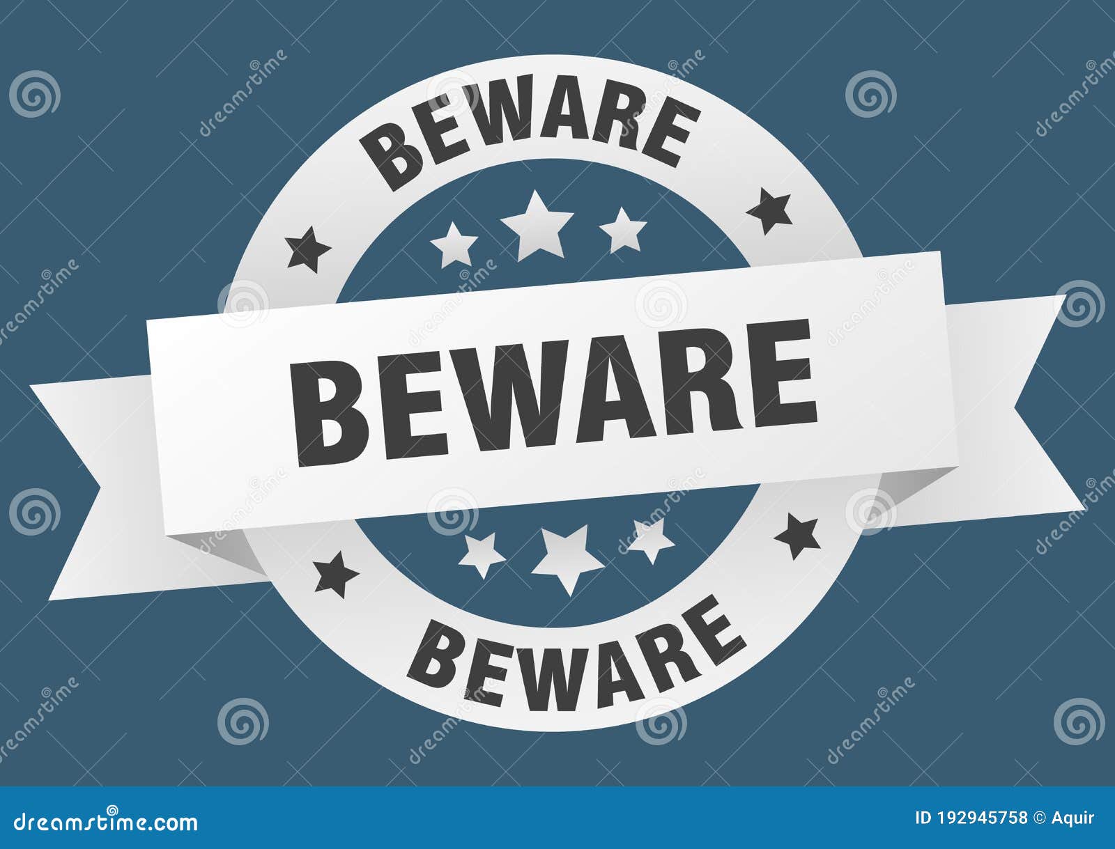 Beware Round Ribbon Isolated Label. Beware Sign Stock Vector ...