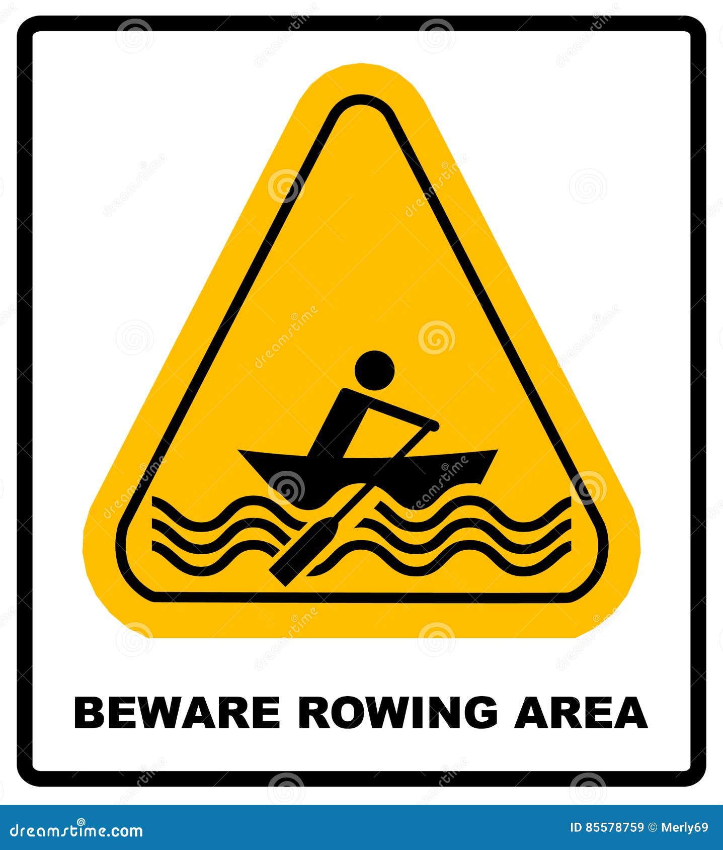 Caution No Rowing Symbol Sign, Vector Illustration, Isolate On White ...