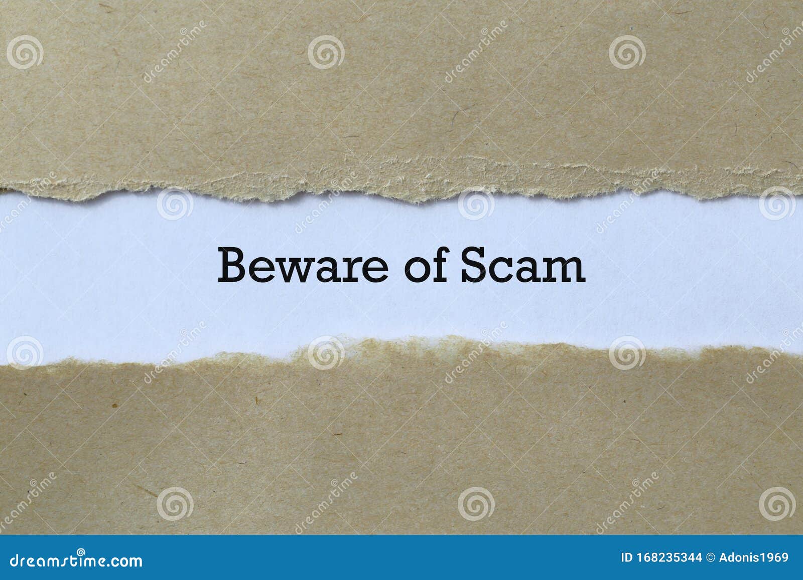 Beware of scam on paper stock photo. Image of dangerous - 168235344