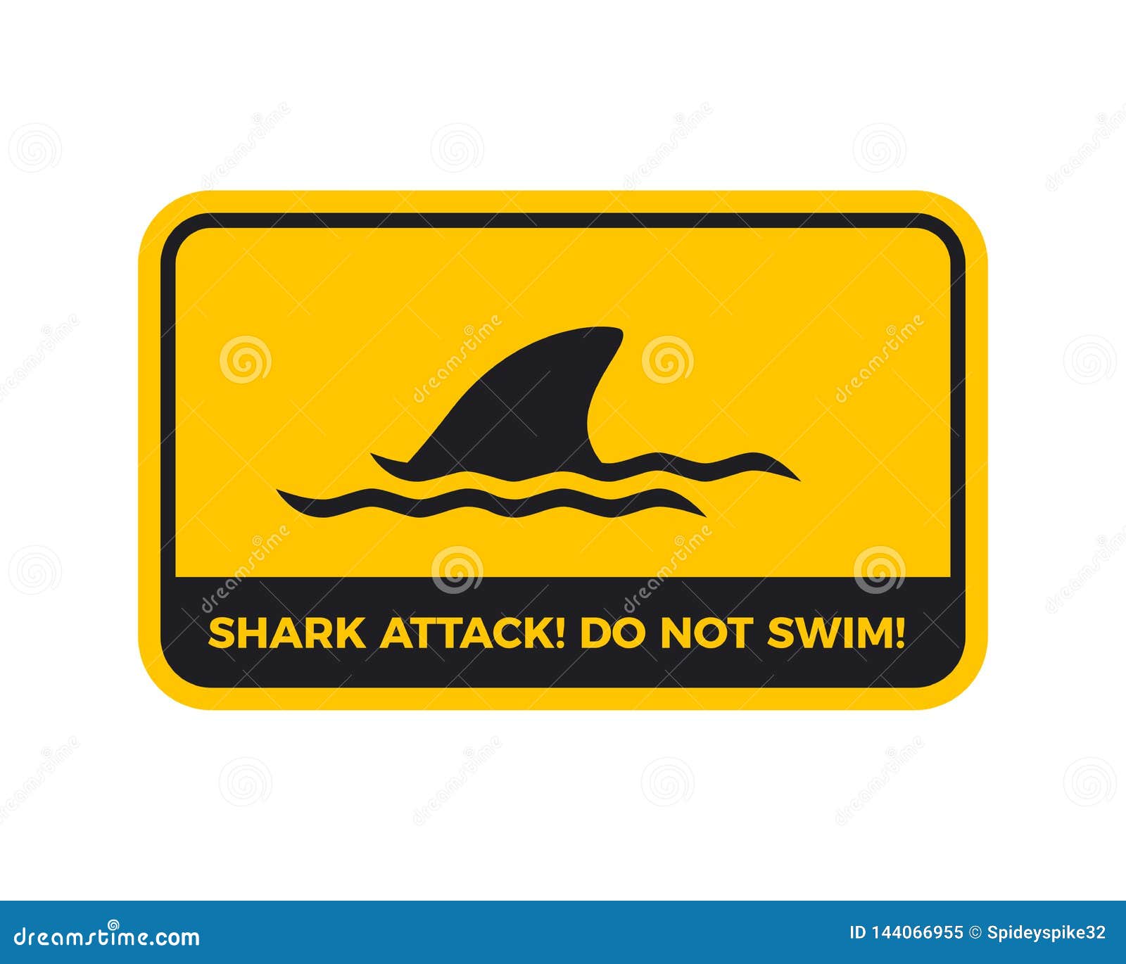 Beware Of Shark Sign On Sea Sand Beach Cartoon Vector | CartoonDealer ...