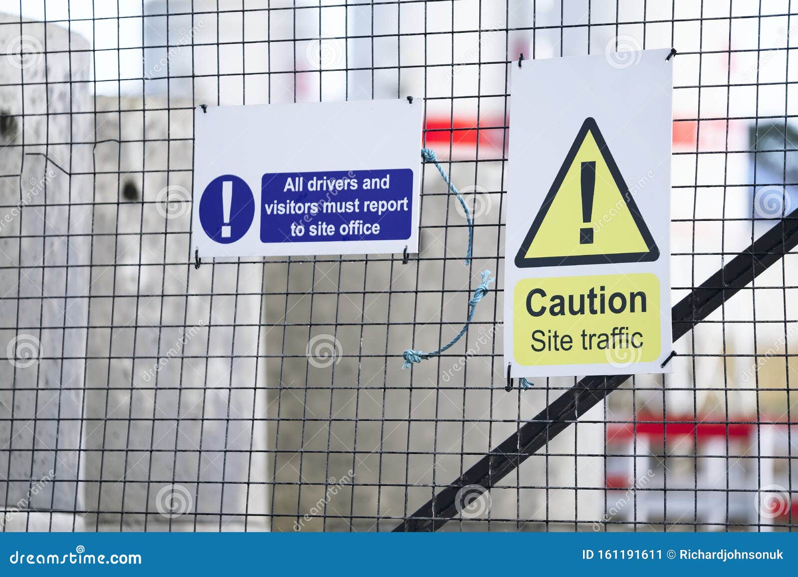 Beware Construction Site Traffic Sign On Fence Stock Photography ...