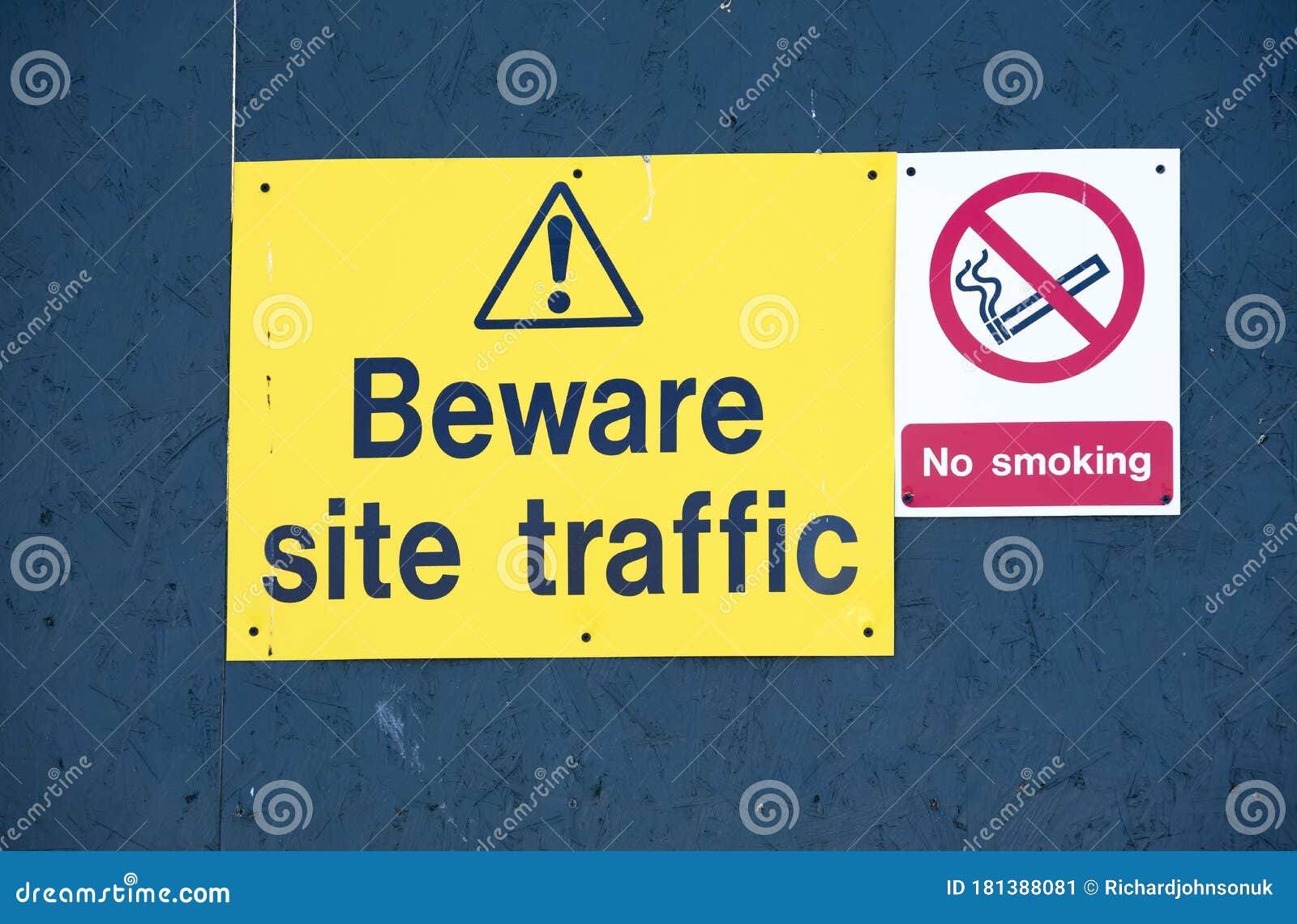 Beware Construction Site Traffic Sign On Fence Stock Photography ...