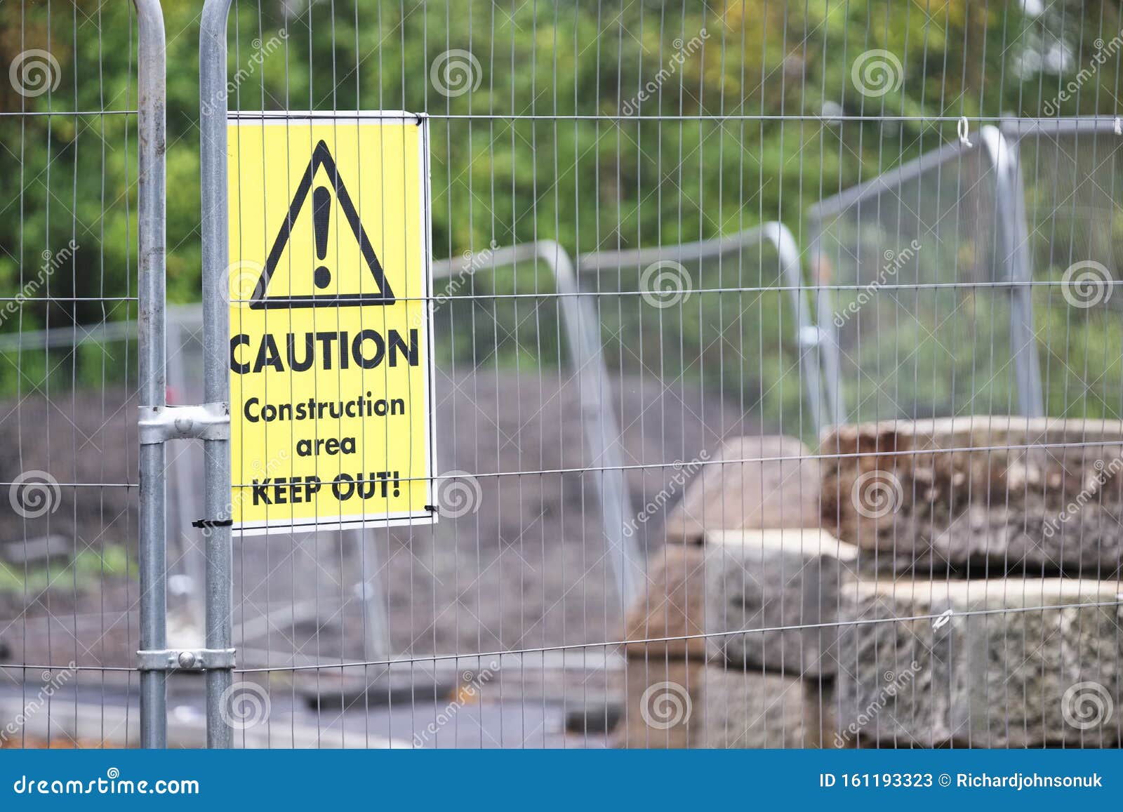 Beware Construction Site Traffic Sign On Fence Stock Photography ...