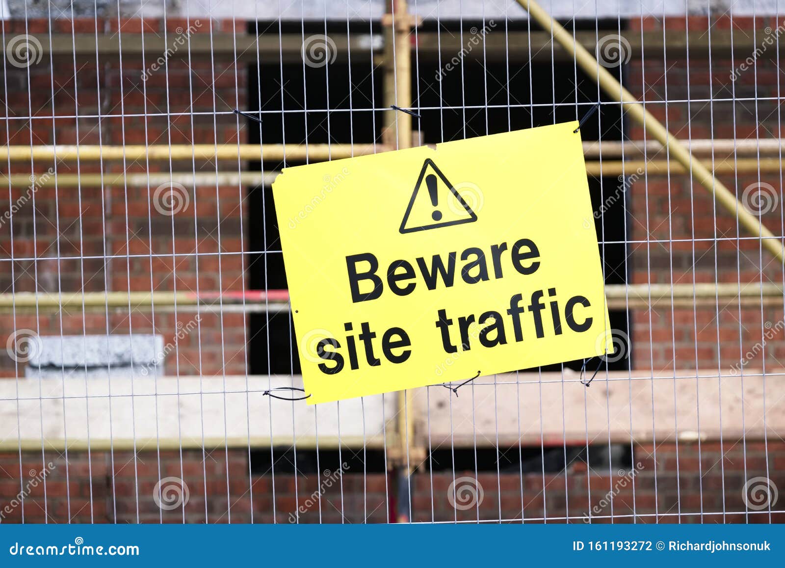Beware Construction Site Traffic Sign On Fence Stock Photography ...