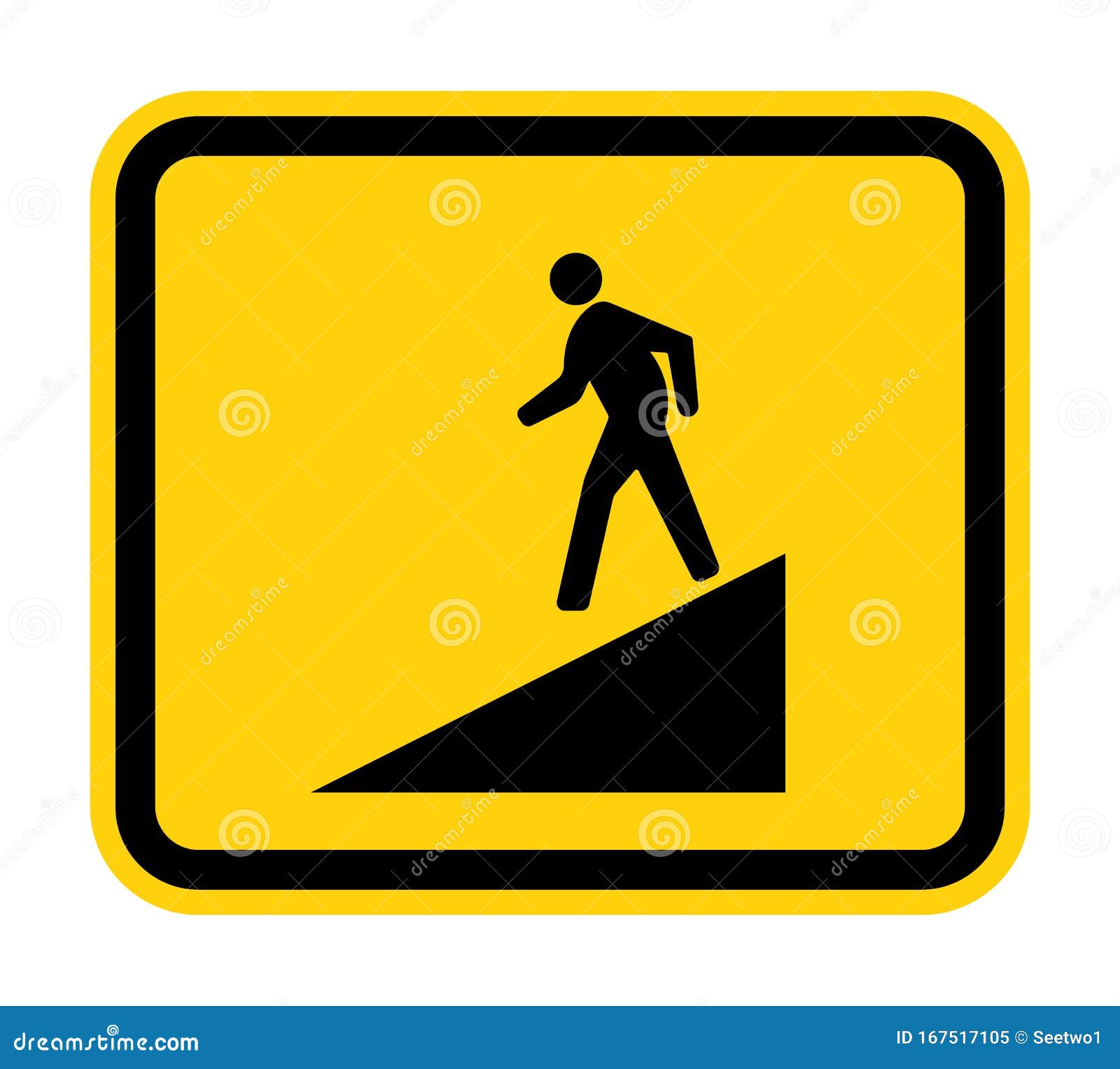 Beware Slope Symbol Sign Isolate on White Background,Vector ...