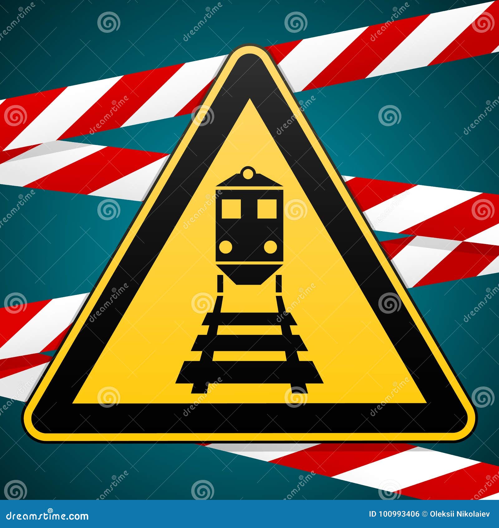 Train Warning Sign Isolated On White. Vector Railway Sign ...