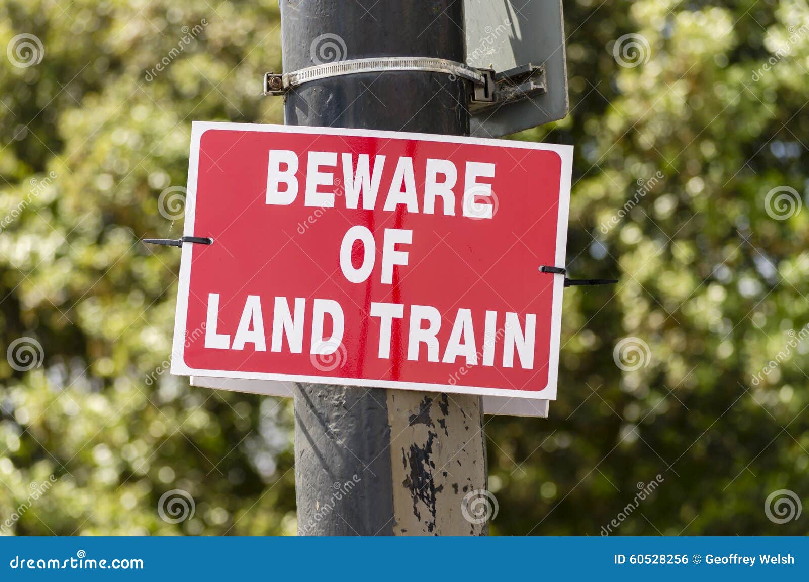 Beware of Trains sign stock photo. Image of white, display - 60528256